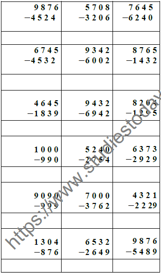 Cbse Class 3 Mathematics Addition And Subtraction Mcqs Multiple Choice